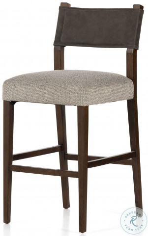 Ferris Nubuck Charcoal Leather Bar Stool from Four Hands | Coleman ...