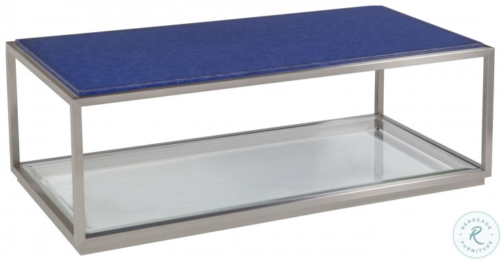 Ultramarine Blue And Brushed Stainless Steel Rectangular Cocktail Table ...