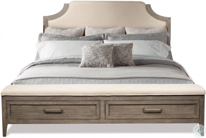 Vogue Gray Wash Queen Upholstered Panel Storage Bed from Riverside ...