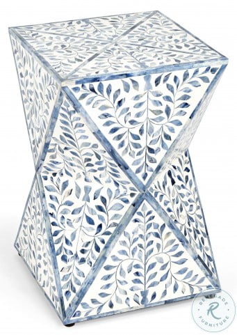 Anais Blue and White Bone End Table From Butler | Coleman Furniture