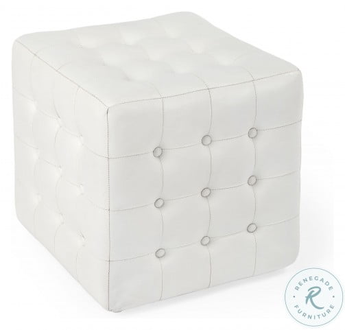Leon White Leather Ottoman From Butler | Coleman Furniture