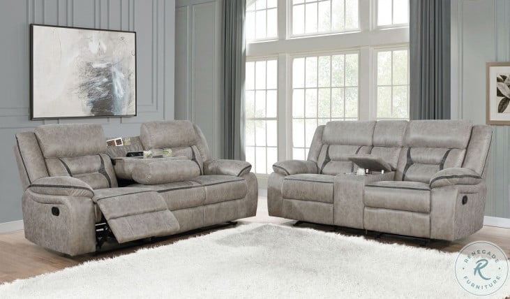 Greer Taupe Glider Reclining Console Loveseat From Coaster Furniture ...