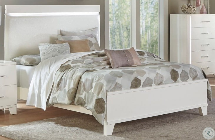 Kerren White High Gloss King Panel Bed from Homelegance | Coleman Furniture