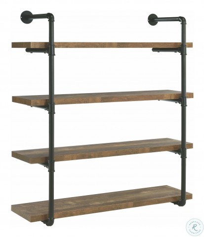 804417 Rustic Oak and Black 40" Wall Shelf from Coaster | Coleman Furniture