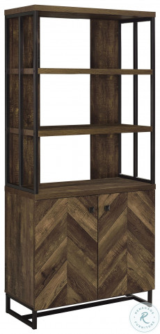 Millbrook Rustic Oak Herringbone And Gunmetal Bookcase From Coaster ...