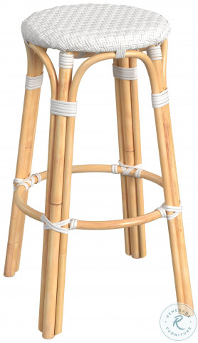 Tobias Glossy White Rattan Bar Stool From Butler | Coleman Furniture