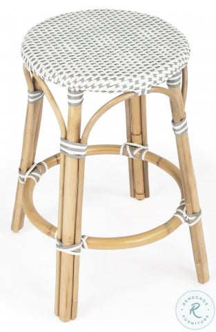 Tobias White and Gray Rattan Counter Height Stool From Butler | Coleman ...