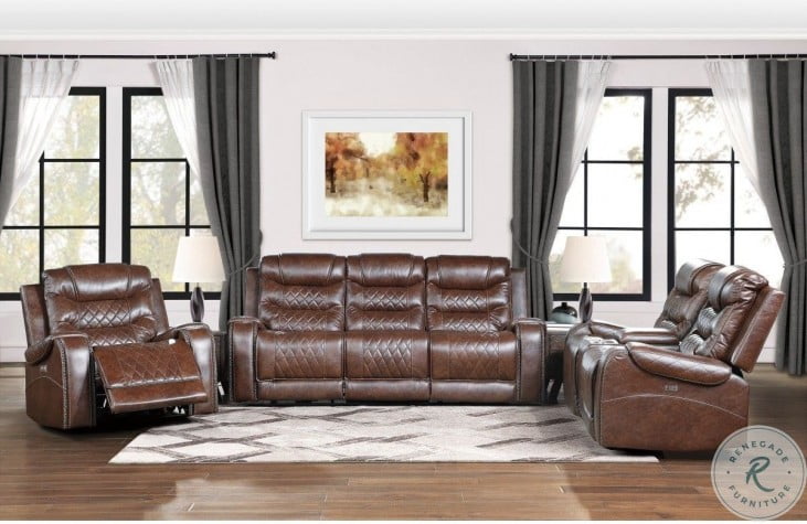 Putnam Brown Power Double Reclining Sofa From Homelegance Coleman