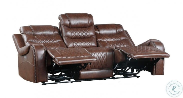 Putnam Brown Power Double Reclining Sofa From Homelegance Coleman