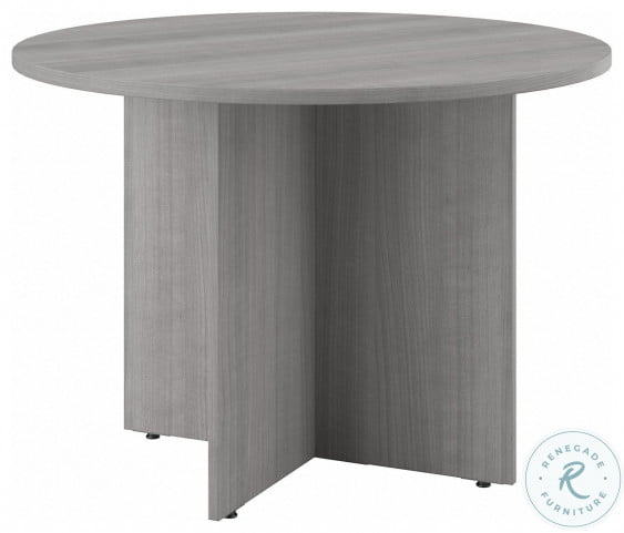 BBF Conference Platinum Gray 42" Round Conference Table with Wood Base ...