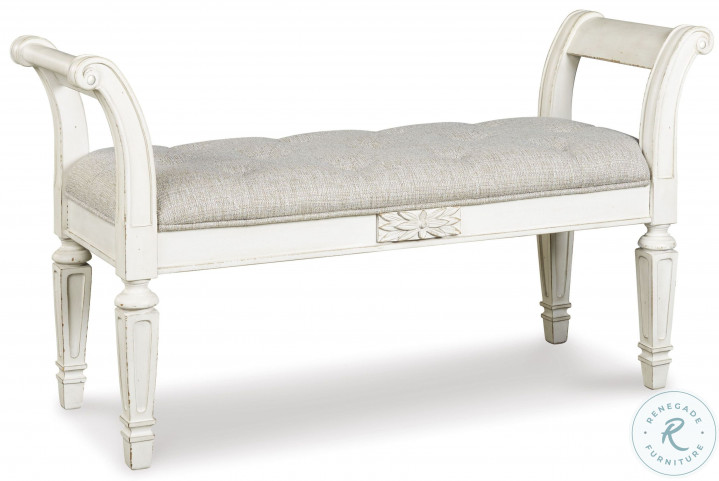 Realyn Antique White Accent Bench from Ashley | Coleman Furniture