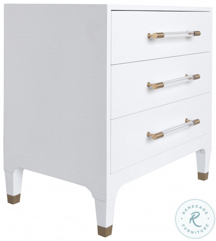 Amber White Textured Linen 3 Drawer Side Table From Worlds Away ...