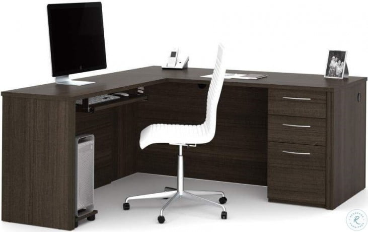Embassy Dark Chocolate 66" L-Shaped Desk from Bestar | Coleman Furniture
