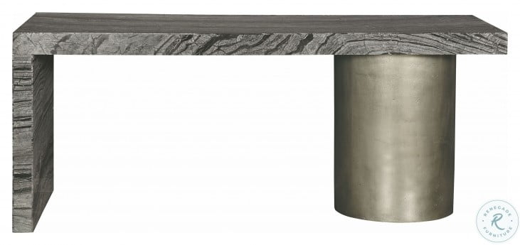 Linea Black Forest and Textured Graphite Metal Desk from Bernhardt ...