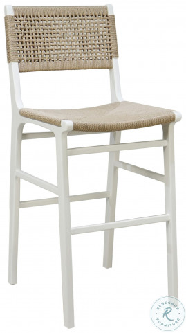 Carson Matte White Lacquer Woven Back Bar Stool From Worlds Away ...