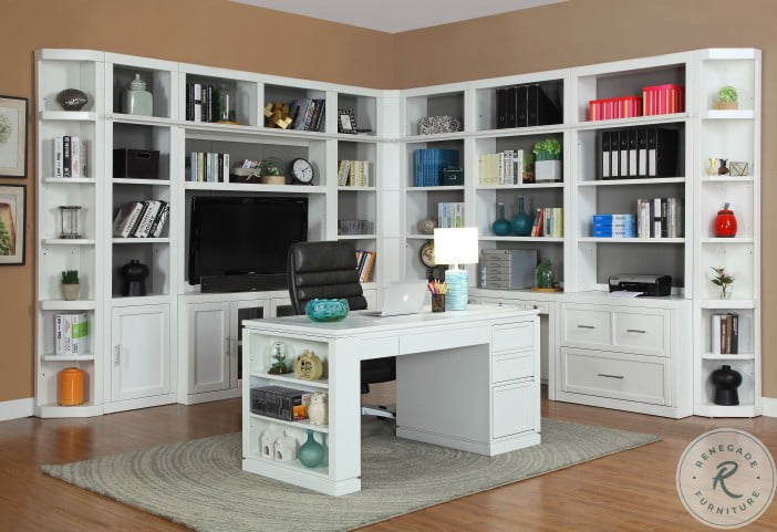 Catalina Cottage White 12 Piece Corner Library Wall From Parker House ...