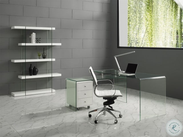 Rio High Gloss White Office Desk from Casabianca Home | Coleman Furniture