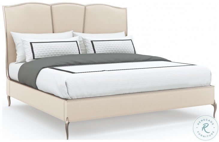 Caracole Classic Stylized Rose Un Deux Trois King Upholstered Panel Bed ...