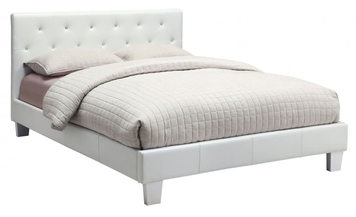 Velen White Leatherette King Platform Bed from Furniture of America ...