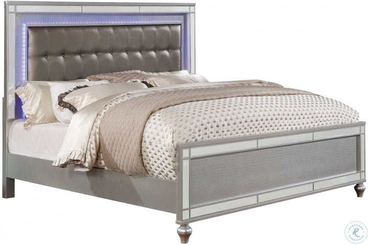Brachium Silver Queen Upholstered Panel Bed from Furniture of America ...