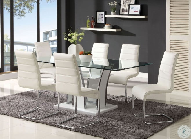 Glenview White Glass Top Dining Room Set from Furniture of America ...