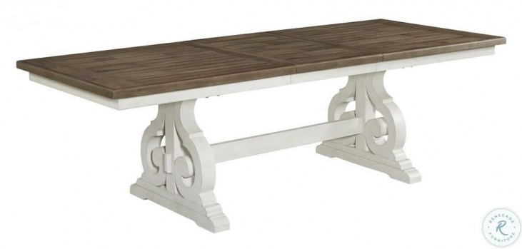 Drake Rustic White and French Oak Extendable Trestle Dining Table From ...