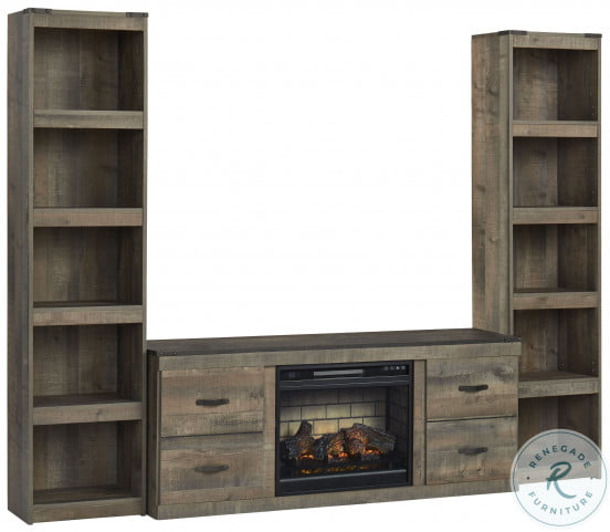 Trinell Brown Entertainment Center with Infrared Fireplace Insert From ...