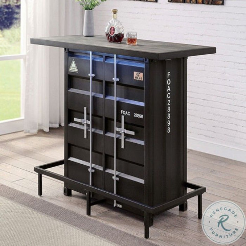 Discarda Black and Distressed Dark Oak Bar Table With LED Light from ...