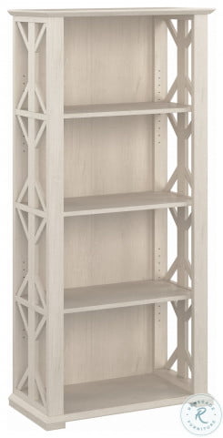 Homestead Linen White Oak 4 Shelf Farmhouse Bookcase From Bush ...