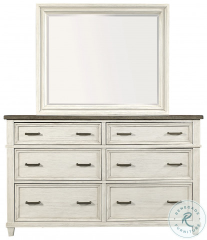 Caraway Aged Ivory Dresser with Mirror From Aspen Home | Coleman Furniture