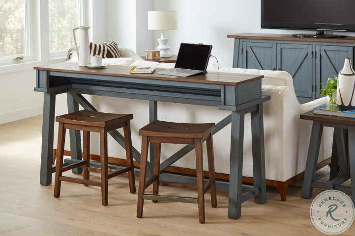 Pinebrook Denim Console Bar Table Set from Aspen Home | Coleman Furniture
