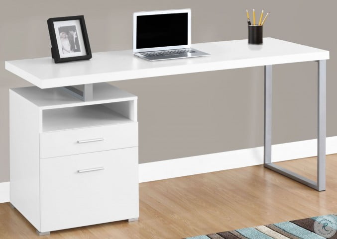 White 60" Computer Desk from Monarch | Coleman Furniture