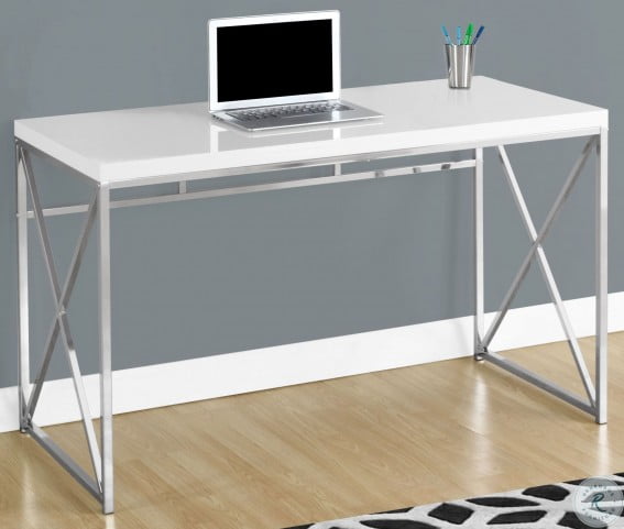 Glossy White 48" Computer Desk from Monarch | Coleman Furniture