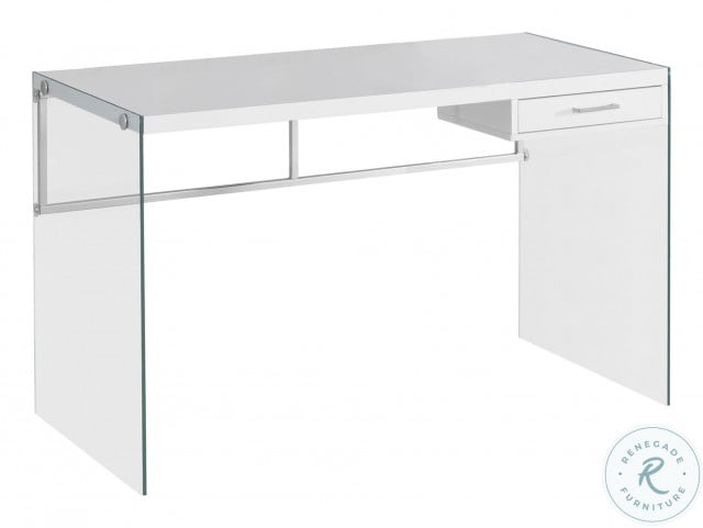 Glossy White Tempered Glass 48" Computer Desk from Monarch | Coleman ...
