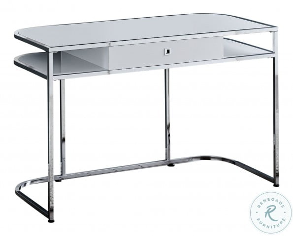 7520 White and Chrome 48" Computer Desk from Monarch | Coleman Furniture