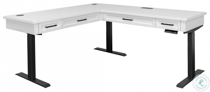 Abby White Adjustable Height Electric Sit Stand L Shape Desk From ...