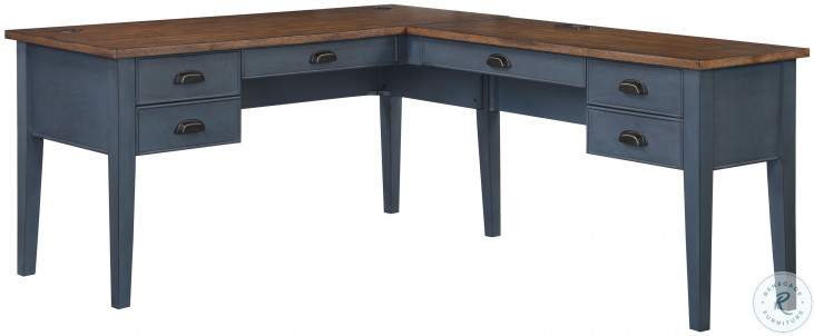 Fairmont Dusty Blue Half Pedestal L Shape Desk From Martin Furniture ...