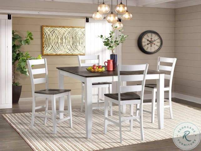 Kona Gray and White Extendable Gathering Height Dining Room Set from ...