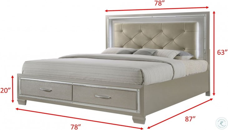 Glamour Champagne King Platform Storage Bed from Elements Furniture ...