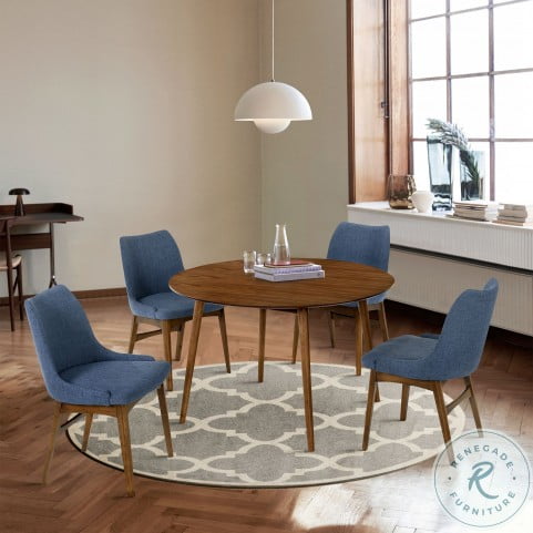 Arcadia Walnut 48" Round Dining Room Set with Azalea Chairs from Armen ...