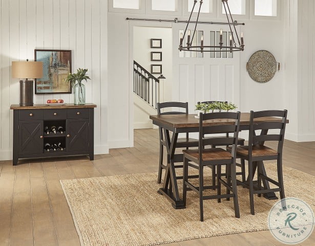 Stormy Ridge Chickory and Black Butterfly Leaf Counter Height Dining ...