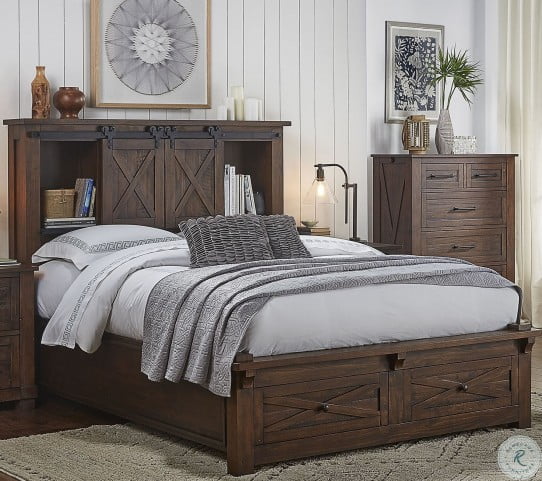 Sun Valley Rustic Timber King Bookcase Storage Bed from A-America ...