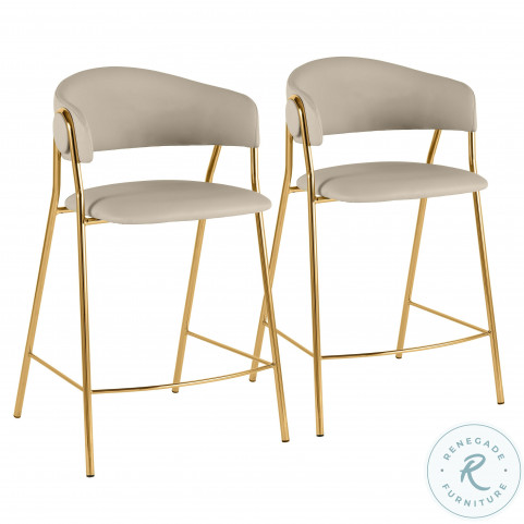 Lara Cream Vegan Leather Counter Height Stool Set Of 2 From TOV ...