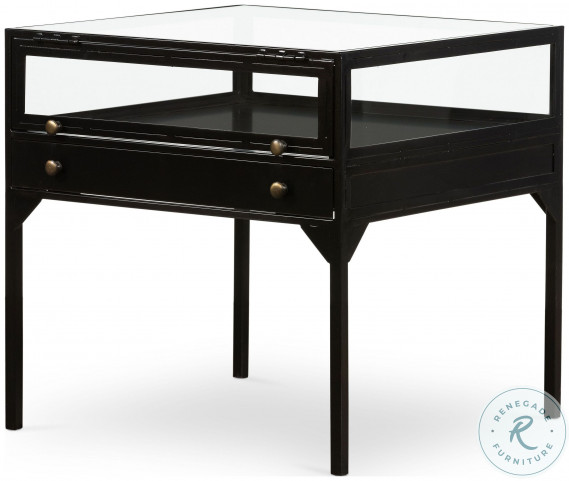 Shadow Box Black End Table from Four Hands | Coleman Furniture