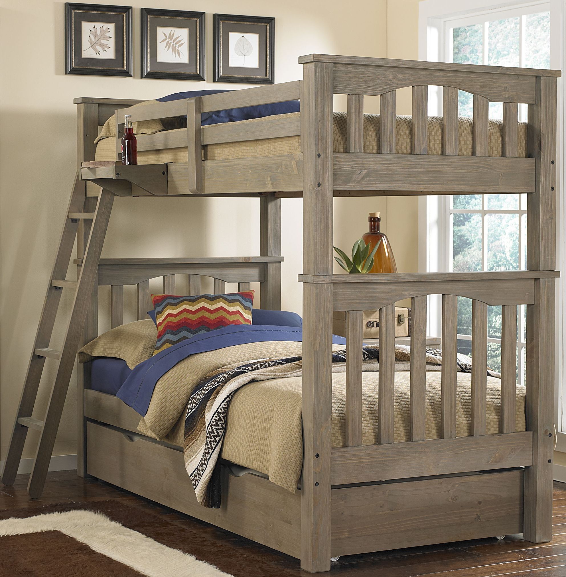 Highlands Harper Driftwood Twin Over Twin Bunk Bed With Trundle From NE