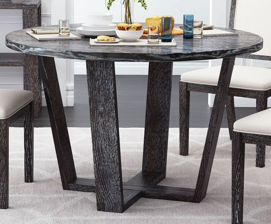 Gray Round Dining Table