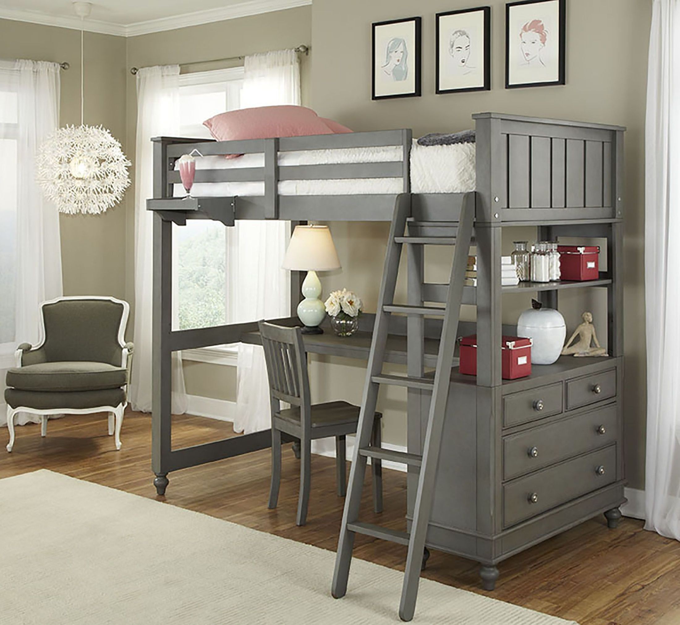 Lake House Stone Youth Loft Bedroom Set With Desk From NE Kids Lake House Stone Youth Loft Bedroom Set With Desk From NE Kids