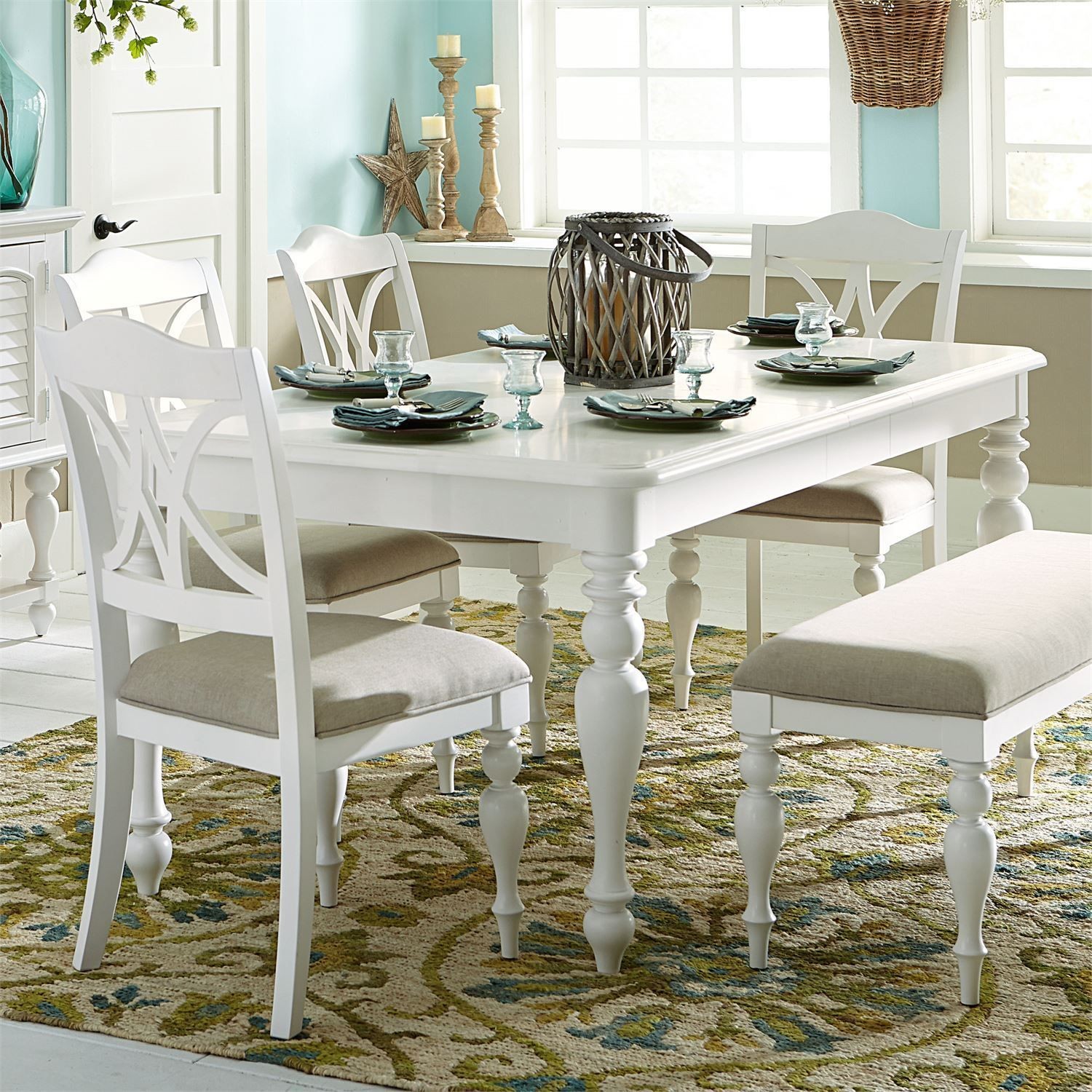 Summer House Oyster White Extendable Rectangular Leg Table from Liberty ...