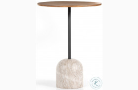 Fay Antique White Marble And Dark Natural Oak Bar Table Set from Four ...