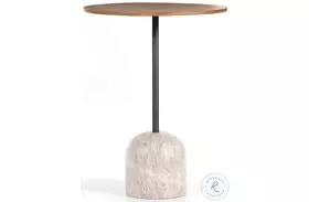 Fay Antique White Marble And Dark Natural Oak Bar Table Set from Four ...